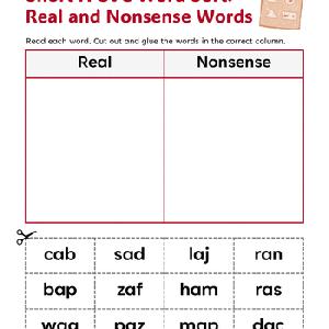 CVC Word Sort: Real and Nonsense Words | Education.com