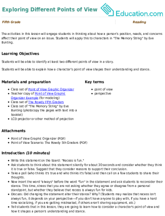 Exploring Different Points of View Lesson Plan | Lesson Plan ...