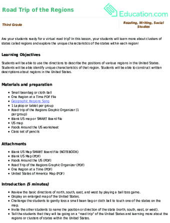 Road Trip of the Regions Lesson Plan | Lesson Plan | Education.com
