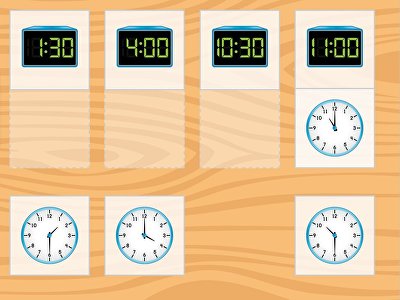 Clock Match-Up to Half-Hour Game | Game | Education.com