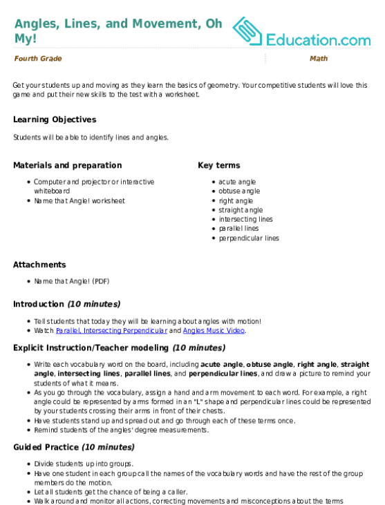 4th - 5th Grade Geometry Lesson Plans | Education.com