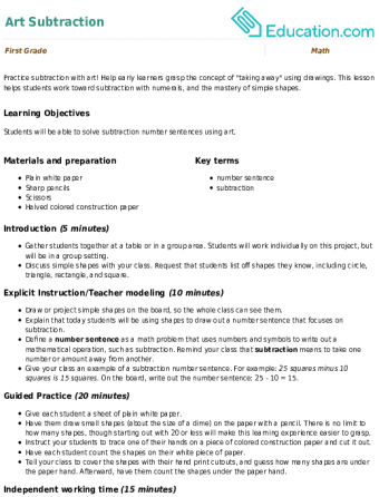 Pre-K - 4th Grade Subtraction Lesson Plans | Education.com