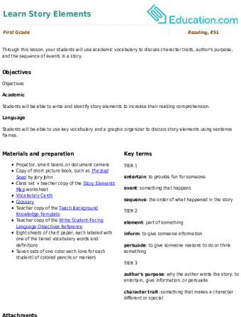 1st Grade Analyzing Story Structure Lesson Plans | Education.com
