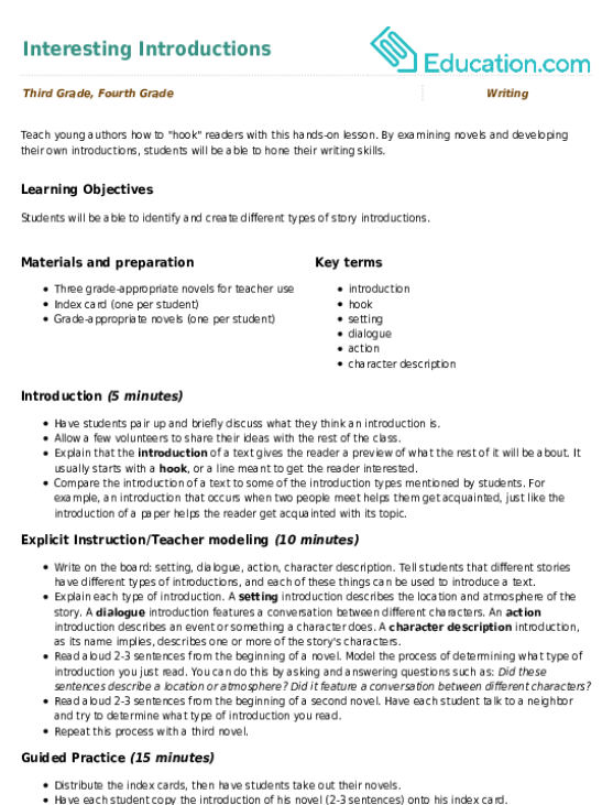 3rd Grade Introduction Educational Resources | Education.com