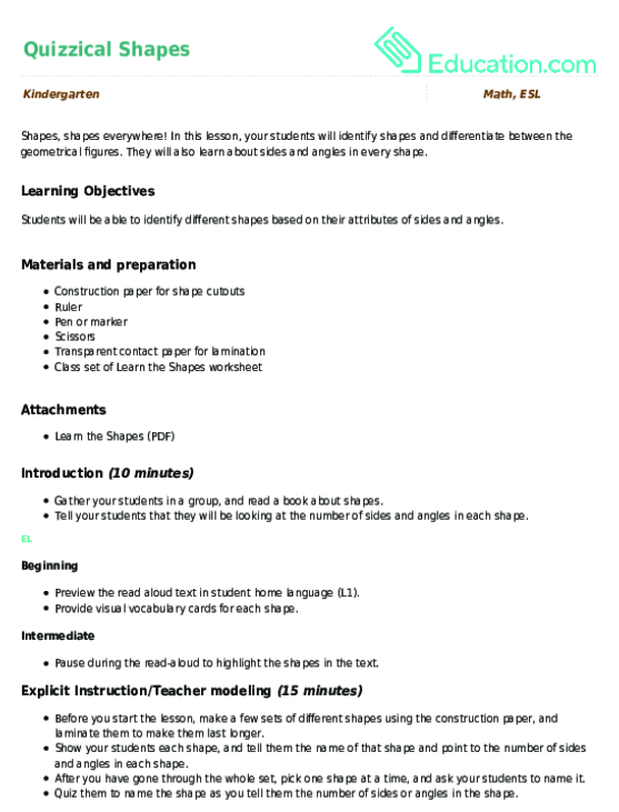 solid-shapes Lesson Plans | Education.com
