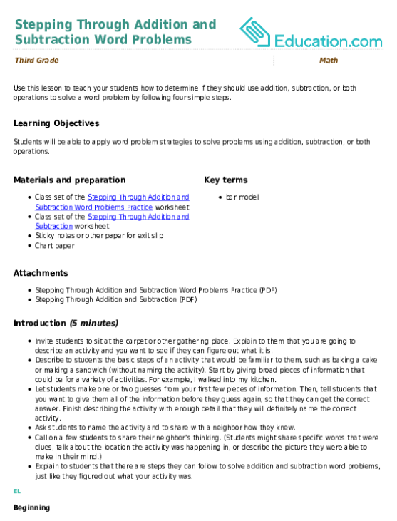 2nd - 4th Grade Subtraction Lesson Plans | Education.com