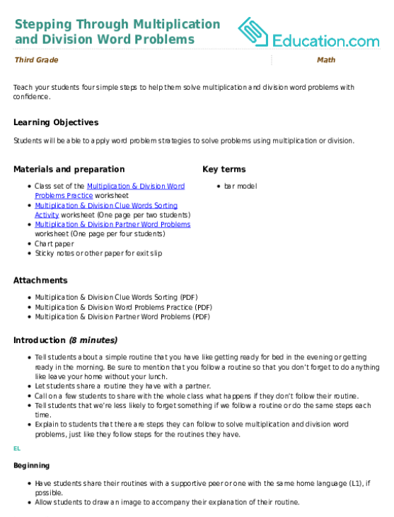 3rd Grade Multiplication Word Problem Educational Resources | Page 2 ...