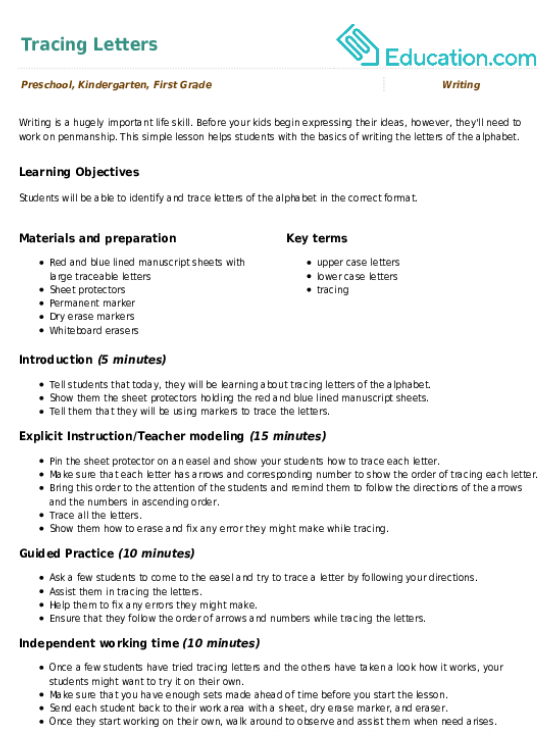 Pre-K - Kindergarten Letter Lesson Plans | Education.com