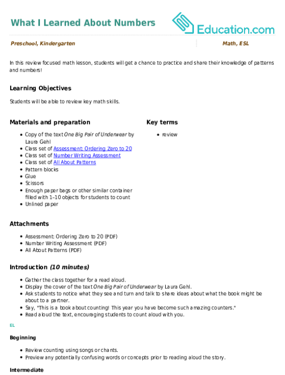 Kindergarten Math Lesson Plans | Page 2 | Education.com